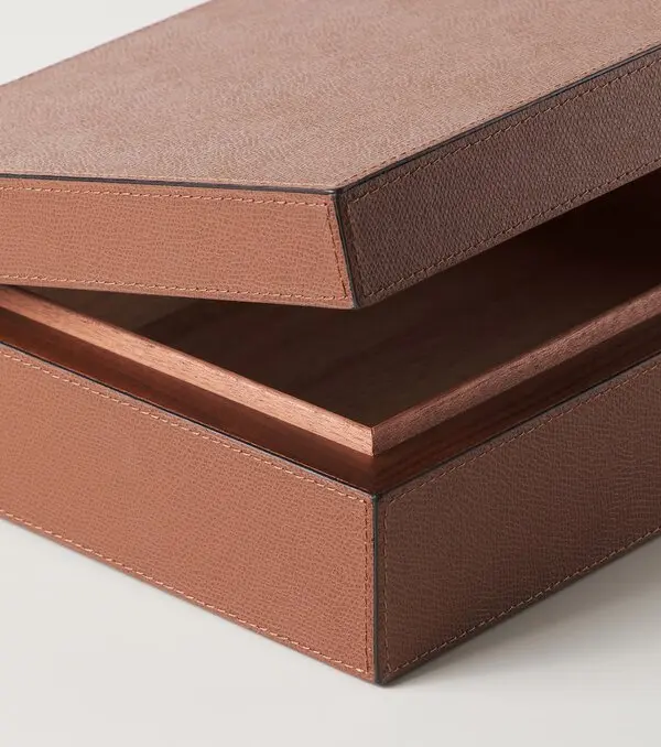 GIOBAGNARA Santiago Leather And Wooden Cigar Box