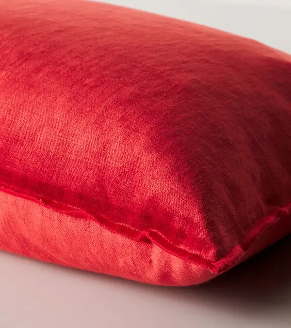 Maison De Vacances Leather-trimmed Cushion - Red