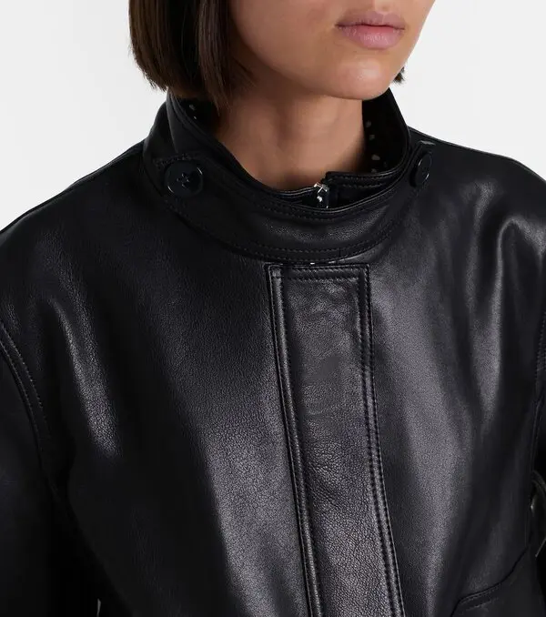 Nour Hammour Rios Leather Bomber Jacket - Black