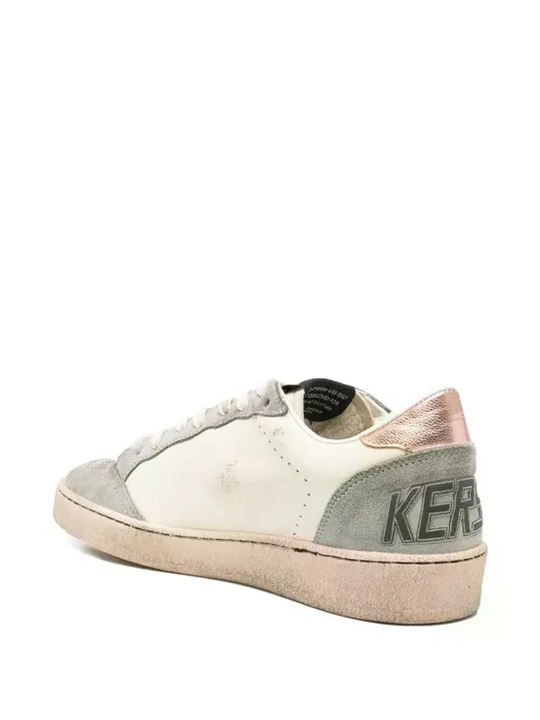 GOLDEN GOOSE Ballstar Leather Sneakers With Glitter Star And Metallic Heel Tab