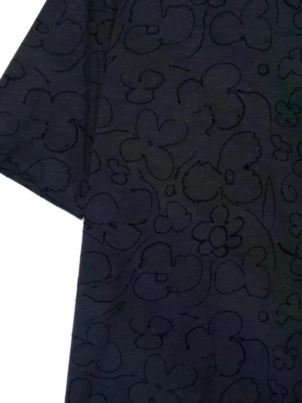 JNBY Flocked Floral-print T-shirt - Blue