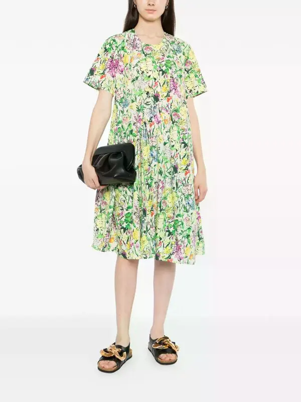 JNBY Floral Print Round Neck Dress - Green