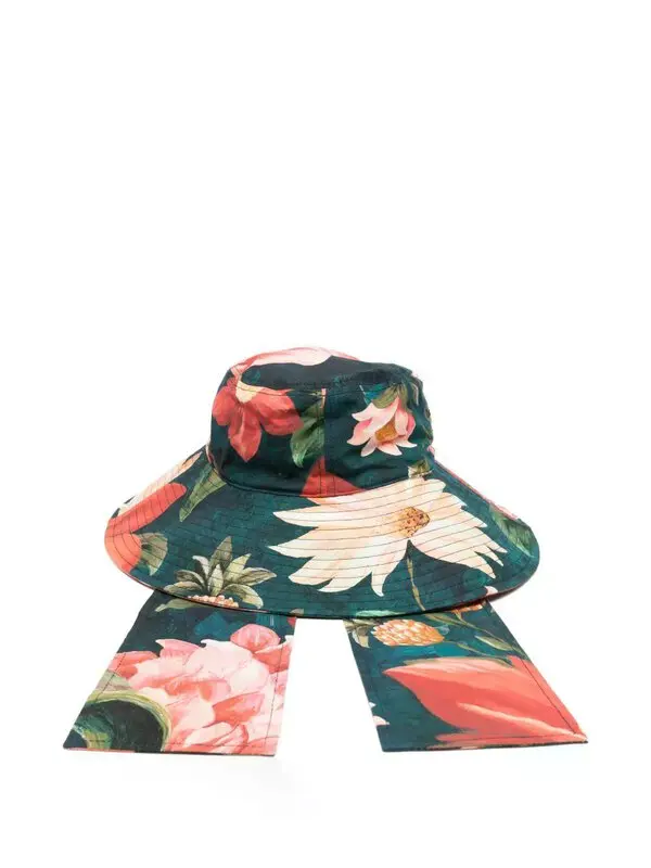 Barbour X Farm Rio Floral Print Sun Hat - Blue