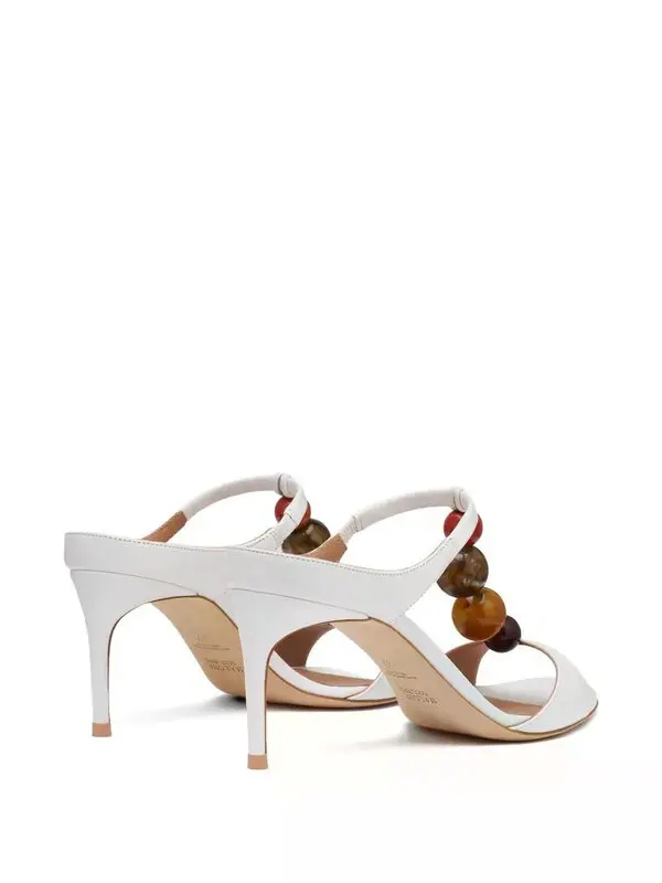 MALONE SOULIERS Lena Bead-embellished Stiletto Sandals - White