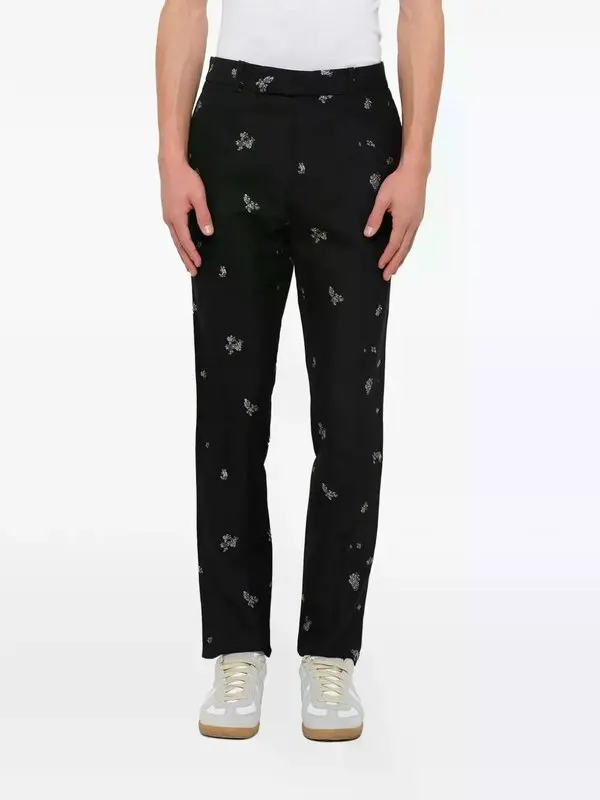 Alexander McQueen High-waisted Trousers With All-over Print - Black
