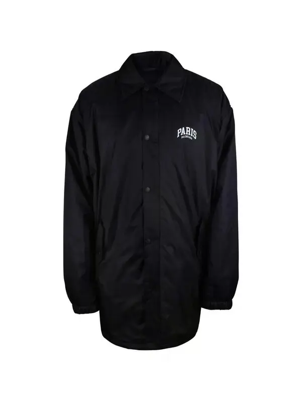 Balenciaga Logo Print Shirt Jacket - Black
