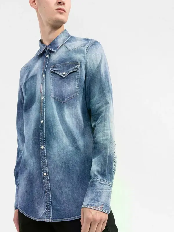 Dsquared2 Acid Wash Denim Shirt