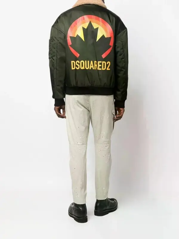 Dsquared2 Faux Shearling Trimmed Bomber Jacket