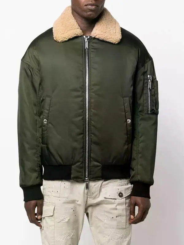 Dsquared2 Faux Shearling Trimmed Bomber Jacket