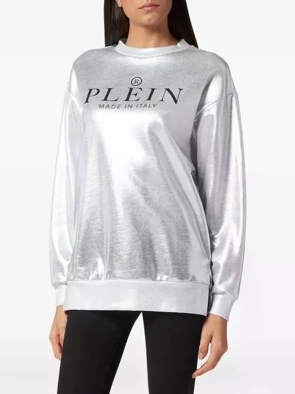 Philipp Plein Metallic Logo Crewneck Sweatshirt