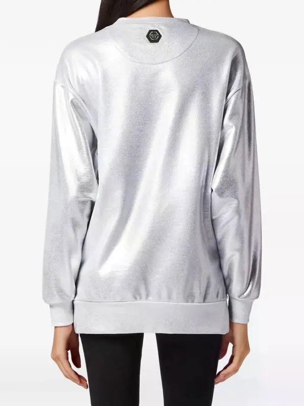 Philipp Plein Metallic Logo Crewneck Sweatshirt
