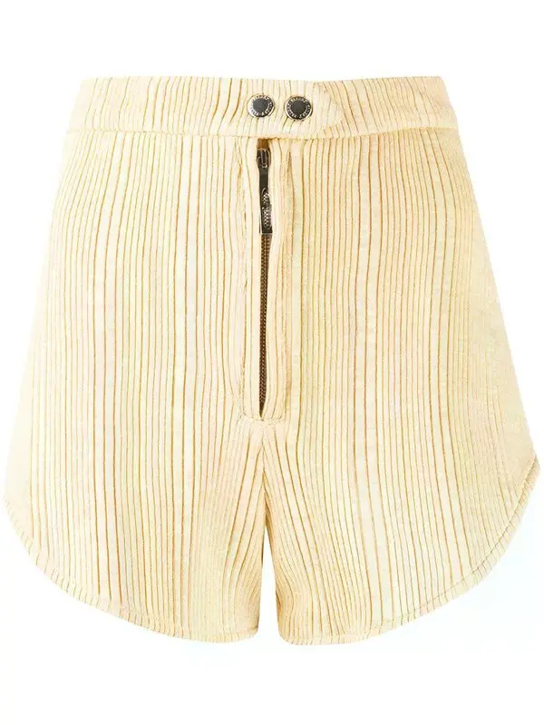 ELLERY Ribbed Knit High-waisted Shorts - Neutrals