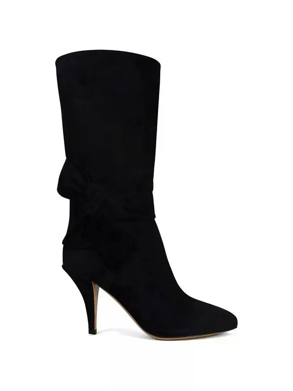 Valentino Garavani Suede Bow Detail Stiletto Boots - Black