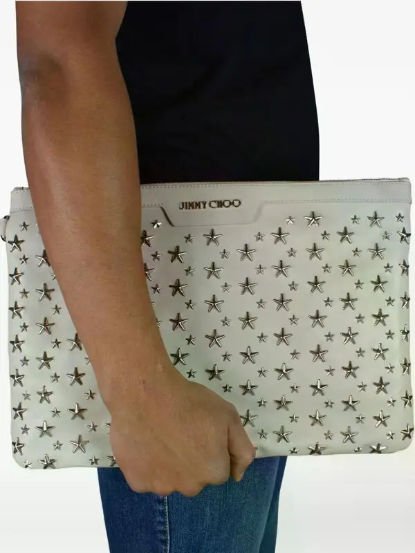 JIMMY CHOO Embossed Stars Leather Clutch Bag