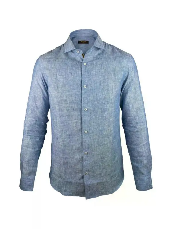 MOORER Long-sleeve Mother-of-pearl Button Shirt - Blue