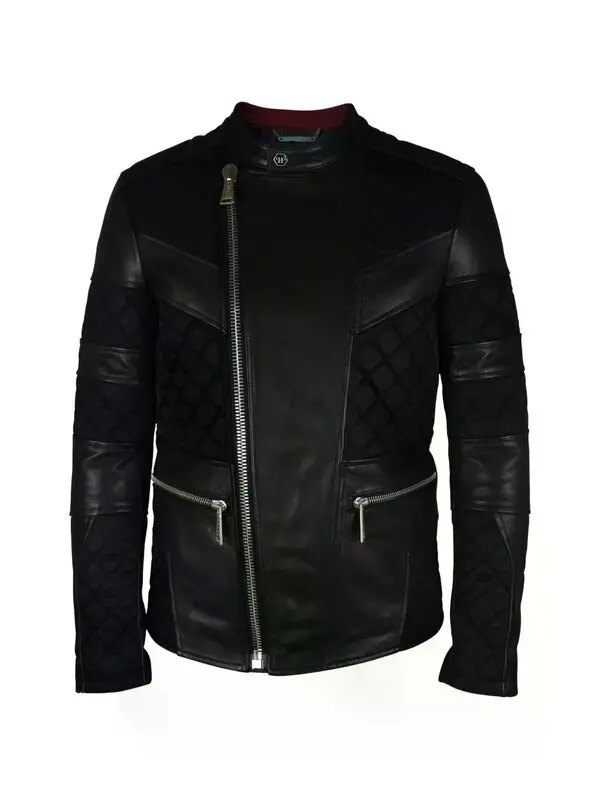 Philipp Plein Quilted Leather Biker Jacket