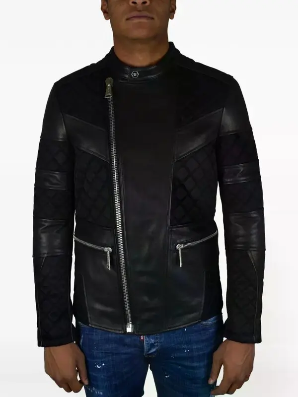 Philipp Plein Quilted Leather Biker Jacket
