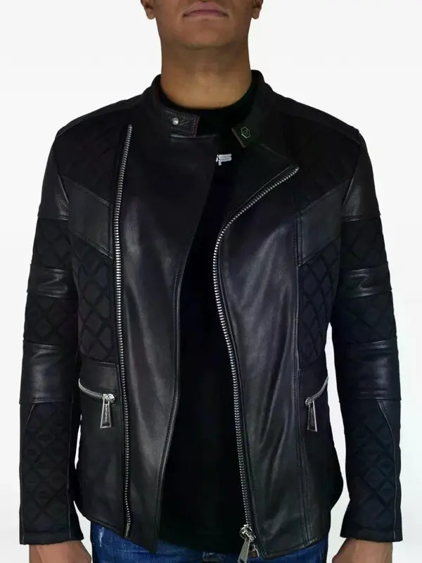 Philipp Plein Quilted Leather Biker Jacket