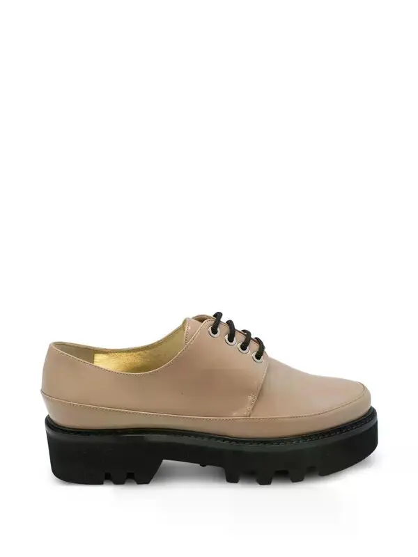Walter Steiger Beige Varnished Lace-up Platform Shoes
