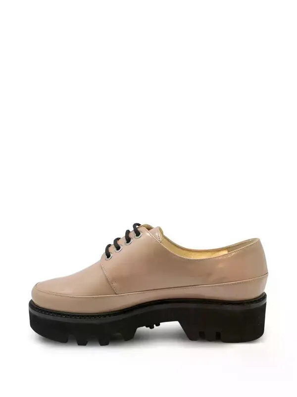 Walter Steiger Beige Varnished Lace-up Platform Shoes