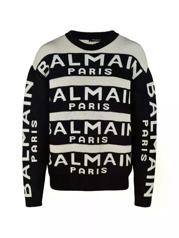 Balmain Logo Embellished Crew Neck Sweater