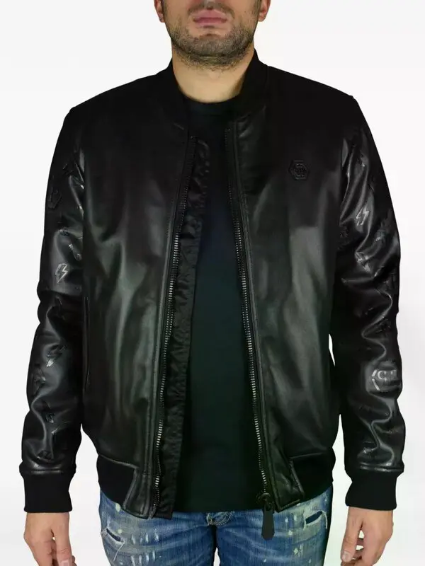 Philipp Plein Leather Bomber Jacket