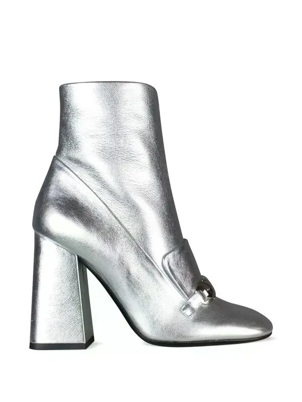 Burberry Brabant Metallic Leather Boots - Silver