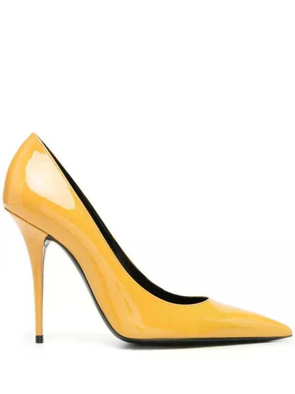 Saint Laurent 110mm Zoe Leather Pumps - Yellow