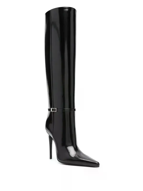 Saint Laurent Buckled Stiletto Boots - Black
