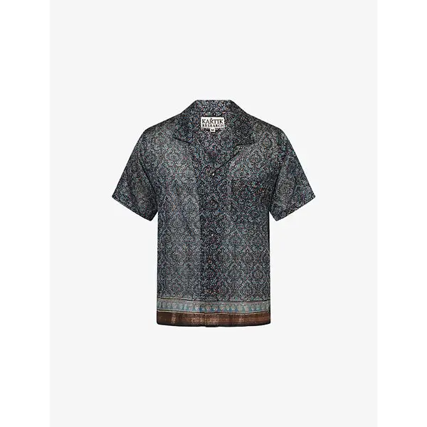 KARTIK RESEARCH Pattern Camp-collar Silk Shirt
