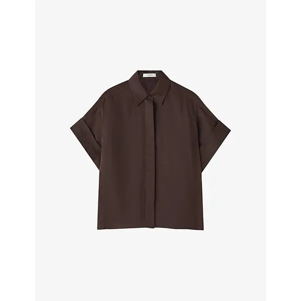 JOSEPH Justi Short-sleeved Ramie Blouse - Espresso