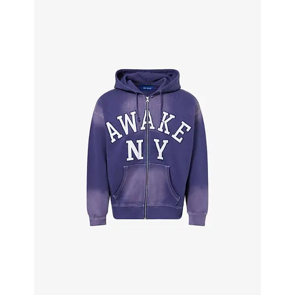 AWAKE NY Logo-embroidered Zip-through Hoodie - Navy