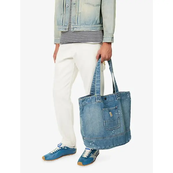 Carhartt Work In Progress Denim Tote Bag With Paint Splatter Detail
