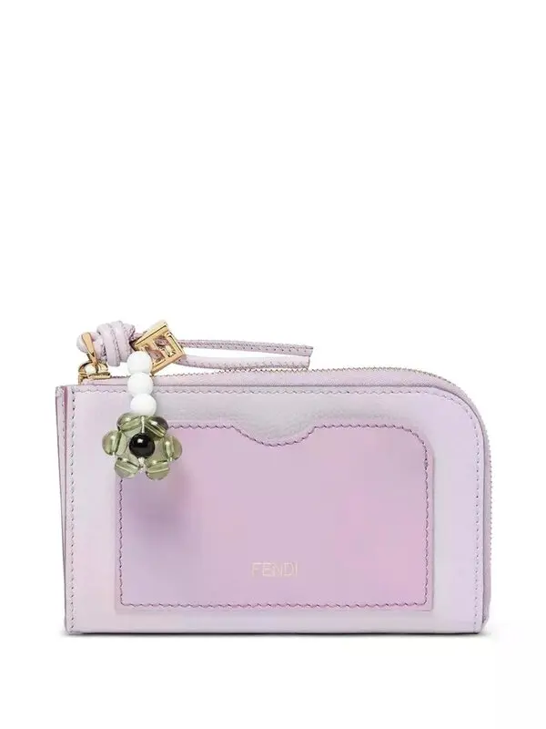 Fendi Ff Diamonds Logo-embossed Leather Cardholder - Pink