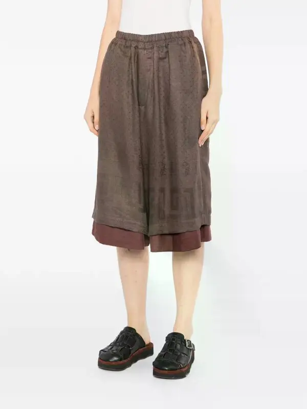 By Walid Embroidered Layered Shorts