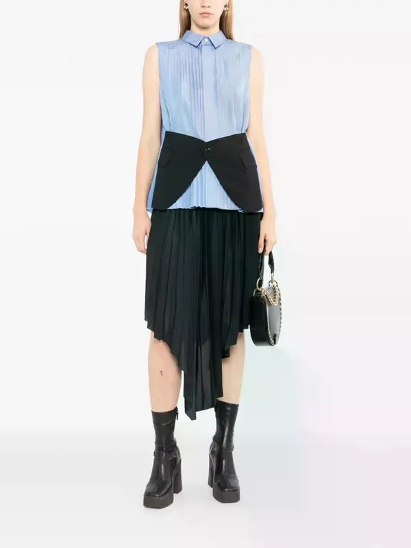 Sacai Sleeveless Pleated-panel Blouse