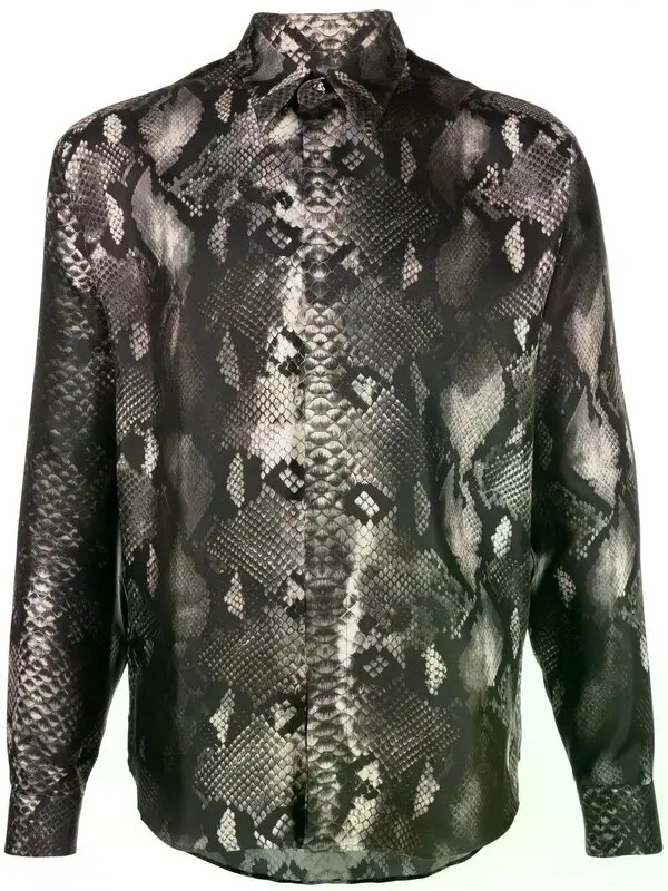 Roberto Cavalli Snakeskin-print Silk Shirt