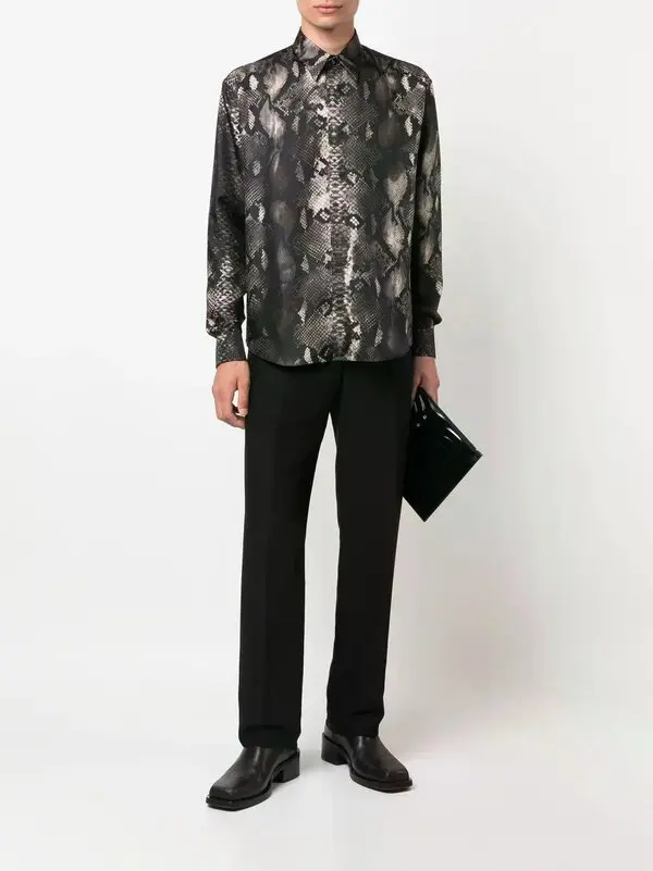 Roberto Cavalli Snakeskin-print Silk Shirt