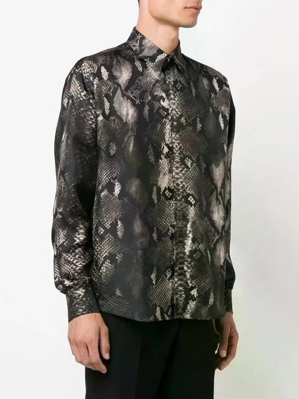 Roberto Cavalli Snakeskin-print Silk Shirt