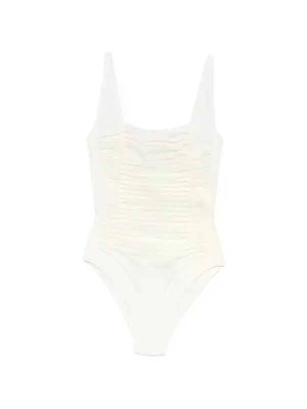 MARYAN MEHLHORN Ruched Detail Swimsuit - Neutrals
