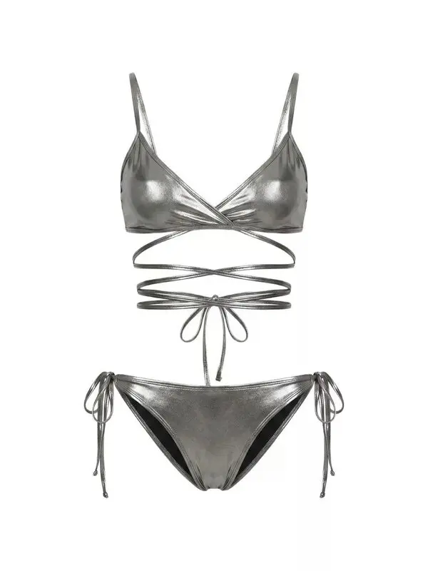 Attico Metallic Wrap Bikini