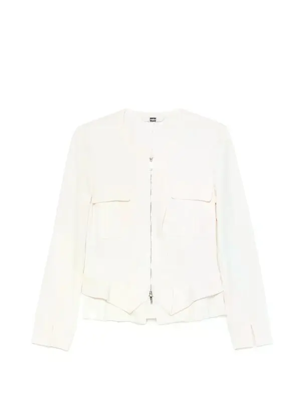 High Sapphire Ruffled Peplum-hem Jacket - Neutrals