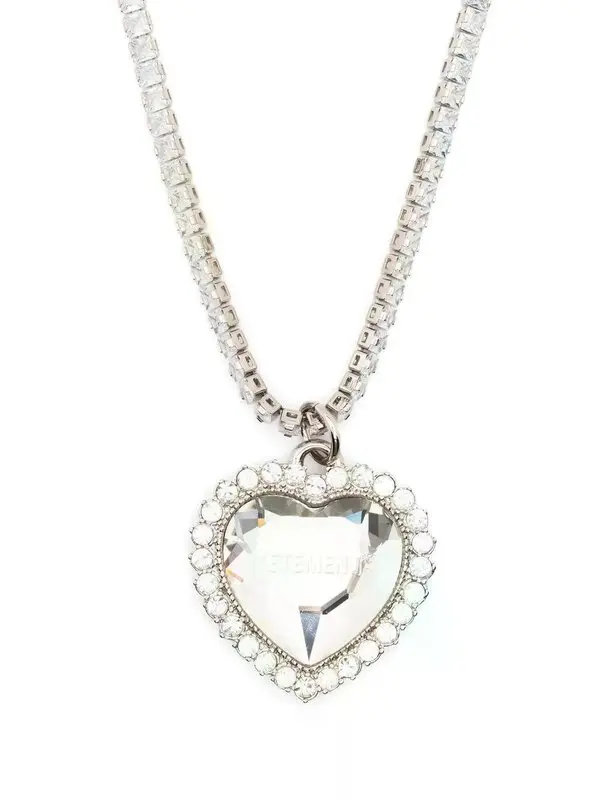 Vetements Crystal-embellished Heart Pendant Necklace - Silver