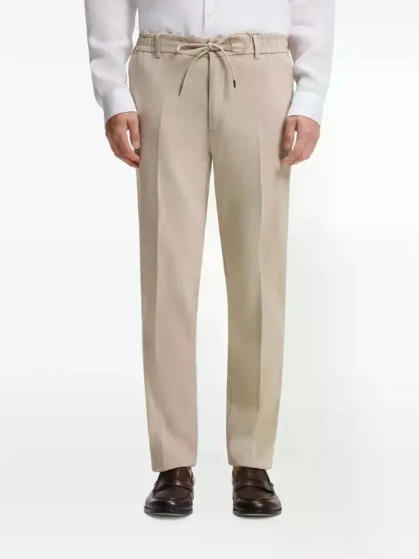 BOSS Drawstring Waist Trousers With Slub Texture