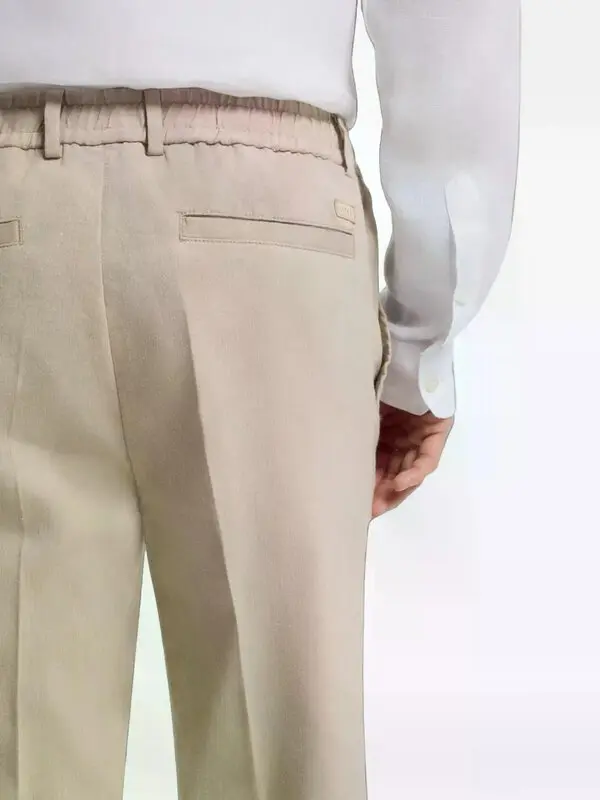BOSS Drawstring Waist Trousers With Slub Texture