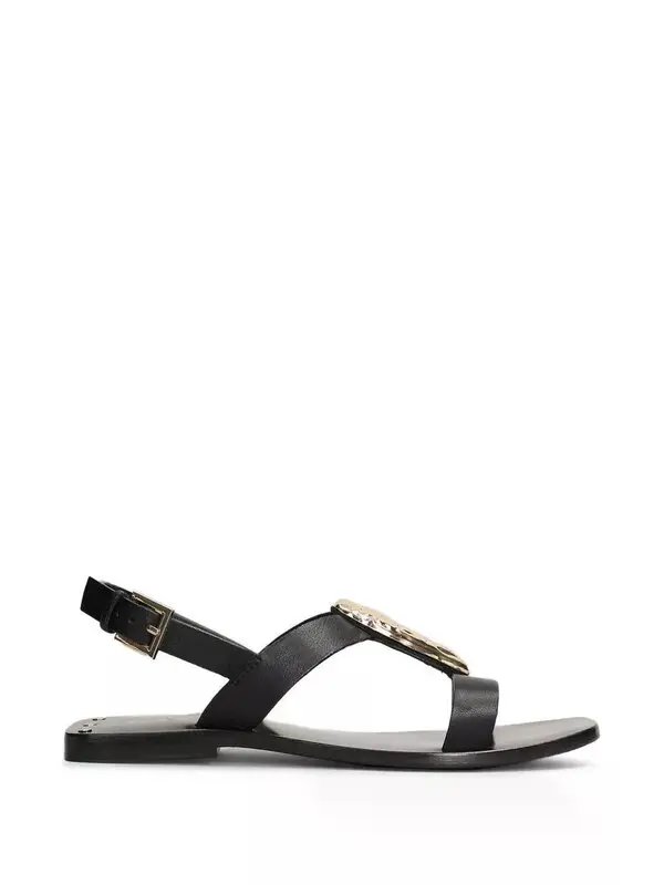 CORAL BLUE Hammered-plaque Slingback Sandals