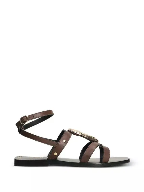 CORAL BLUE Embellished Buckle-fastening Sandals