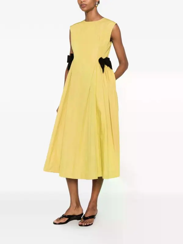 PARLOR Sleeveless Bow Detail Midi Dress - Yellow