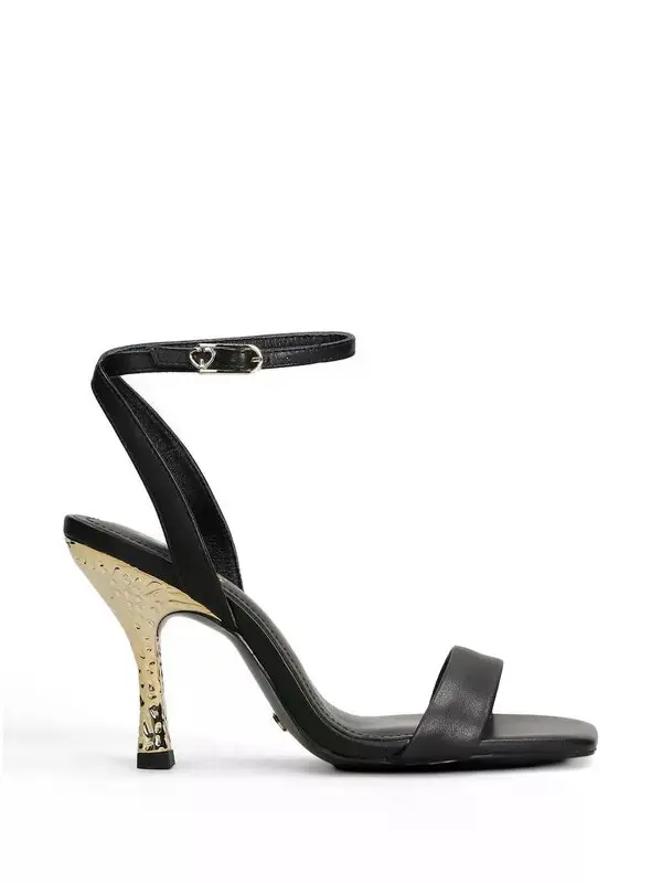 GOLD & ROUGE Biscuit Embossed-heel Sandals - Black