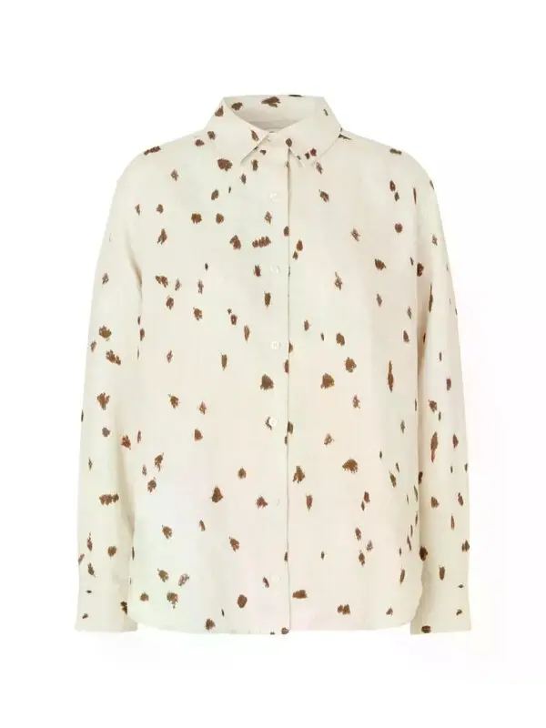 SAMSOE SAMSOE Polka-dot Linen Shirt - Neutrals